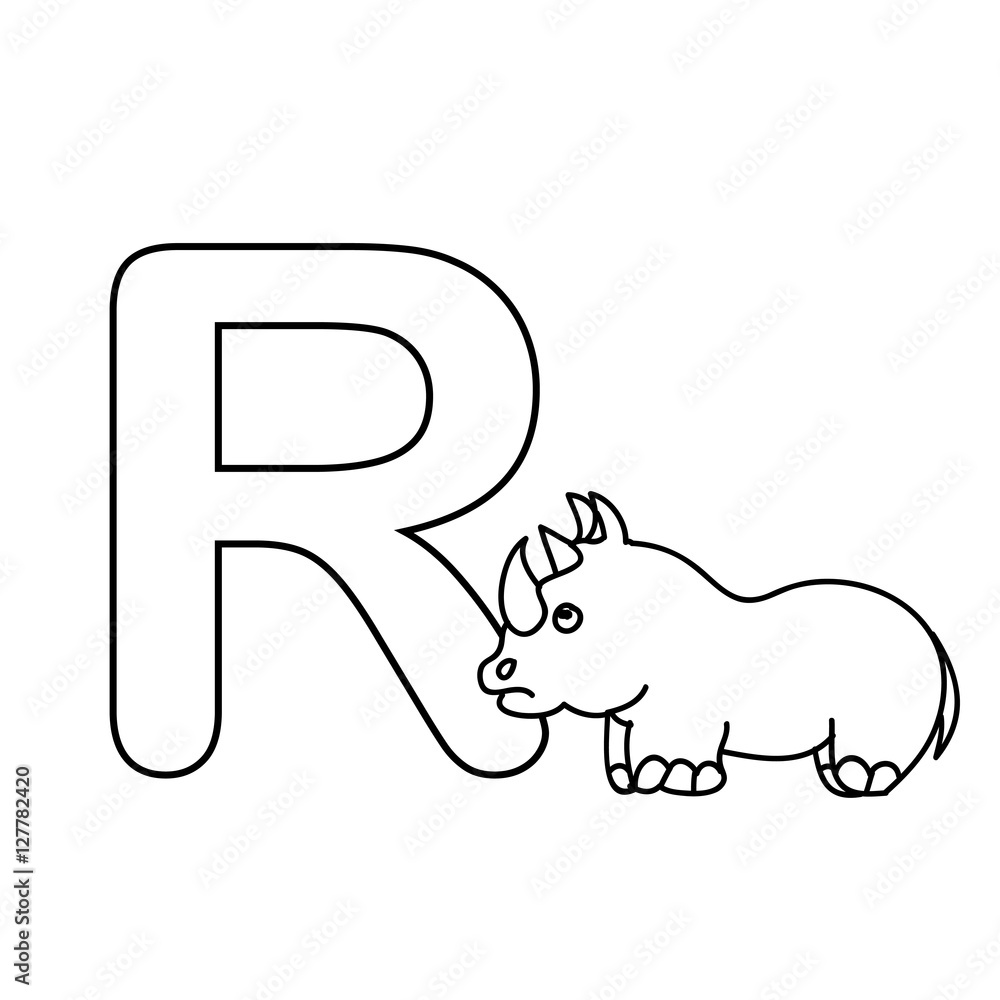 Baby animals alphabet kids coloring page Stock Illustration | Adobe Stock