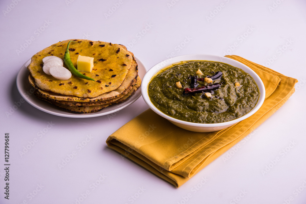 makki di roti and sarson ka saag, famous north indian food Stock Photo ...