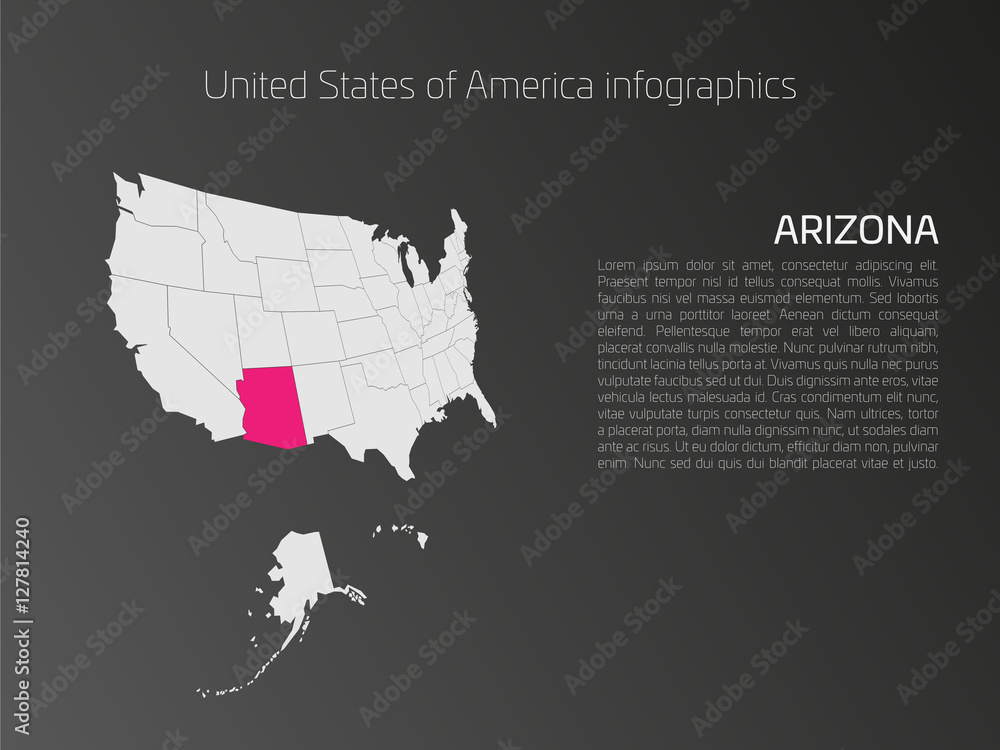 United States of America, aka USA or US, map infographics template. 3D ...