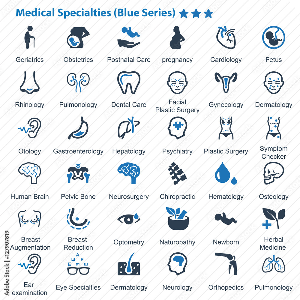 Medical Specialties (Blue Series) Stock Vector | Adobe Stock