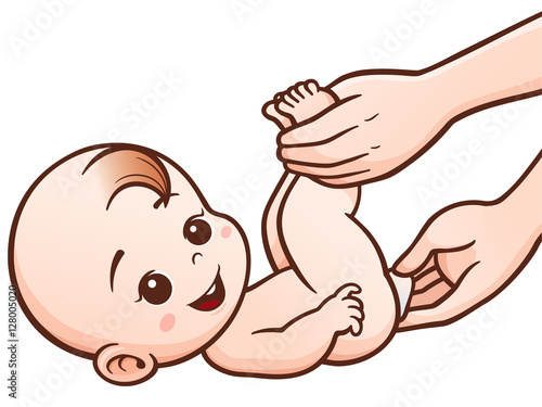 Vector Illustration of Cartoon wipes baby bottom Stock Vector | Adobe Stock