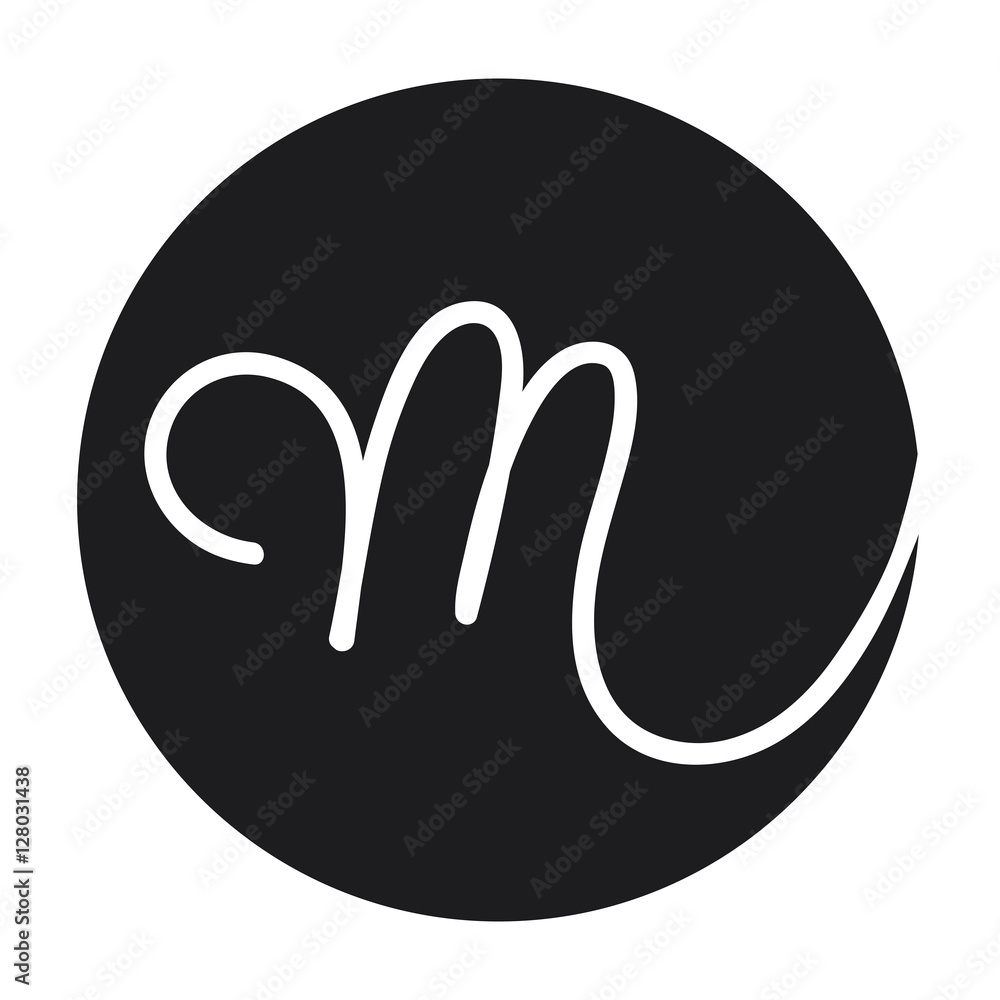 Letter M Monogram inside a black circle. vector image isolated on white ...