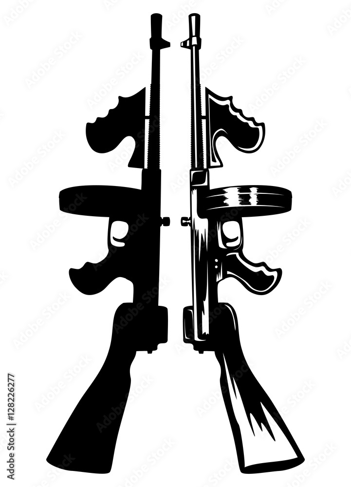 submachine gun "Tommy gun" Stock Vector | Adobe Stock