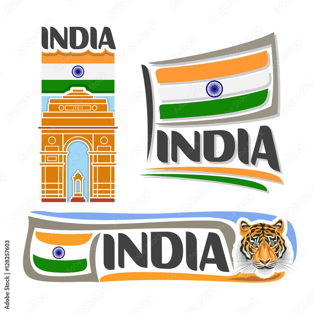 Vector logo India, 3 isolated images: vertical banner architecture ...