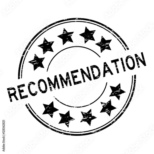 Grunge black recommendation with star icon round rubber stamp Stock ...