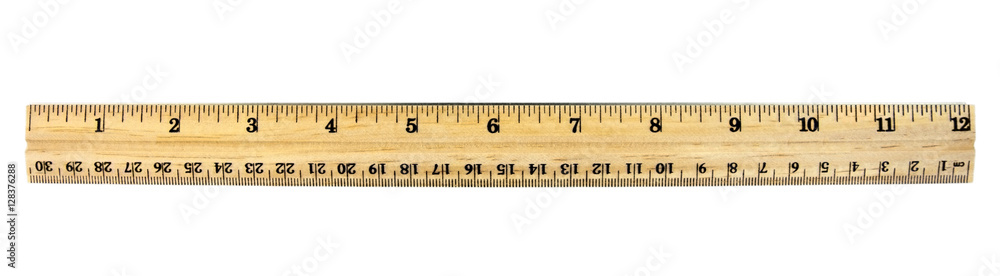 Standard 12-inch centimeter wood ruler. Horizontal. Stock Photo | Adobe ...