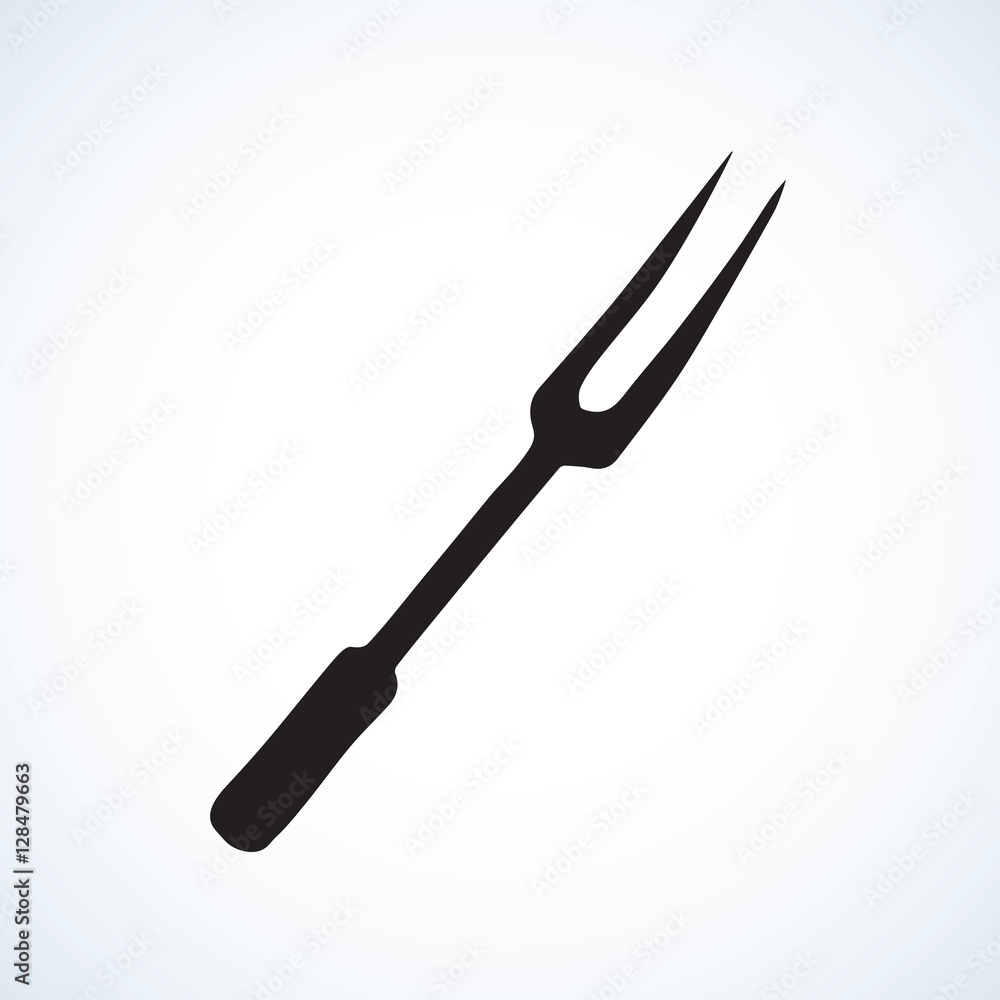 Fork for a barbecue. Vector drawing Stock Vector | Adobe Stock