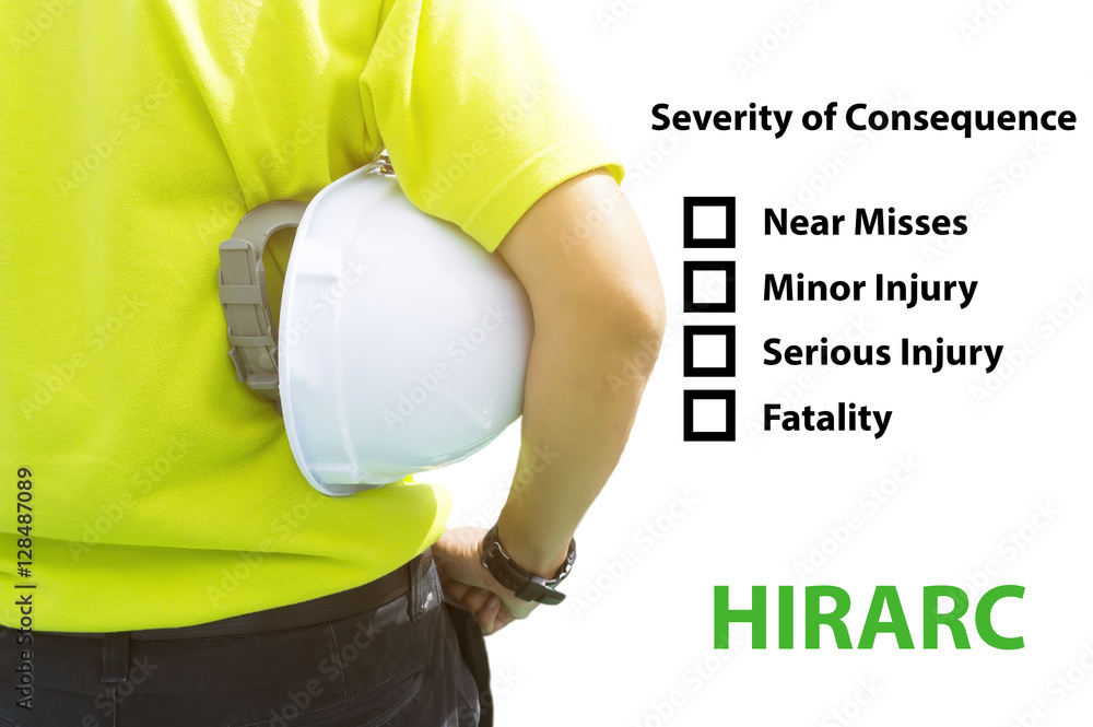 Hazard Identification and Risk Assessment concept (Safety work place) - Engineering man or ...
