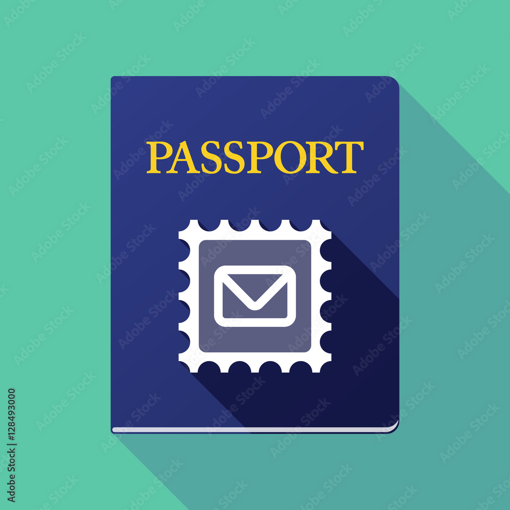 Long shadow passport with a mail stamp sign Stock Vector | Adobe Stock