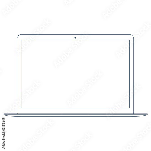 Laptop outline icon isolated on the white background. Stock vector ...