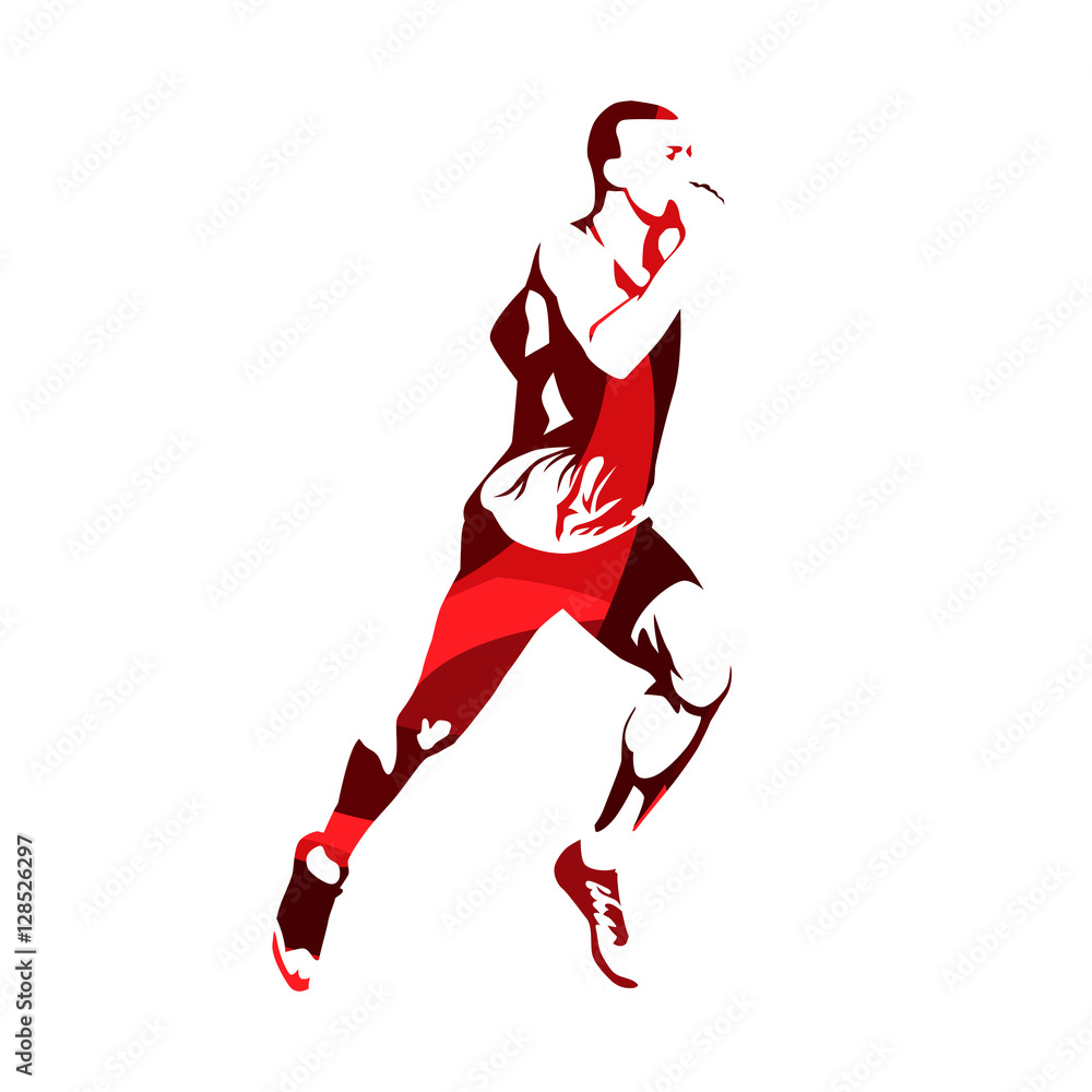 Running man, red abstract vector silhouette Stock Vector | Adobe Stock
