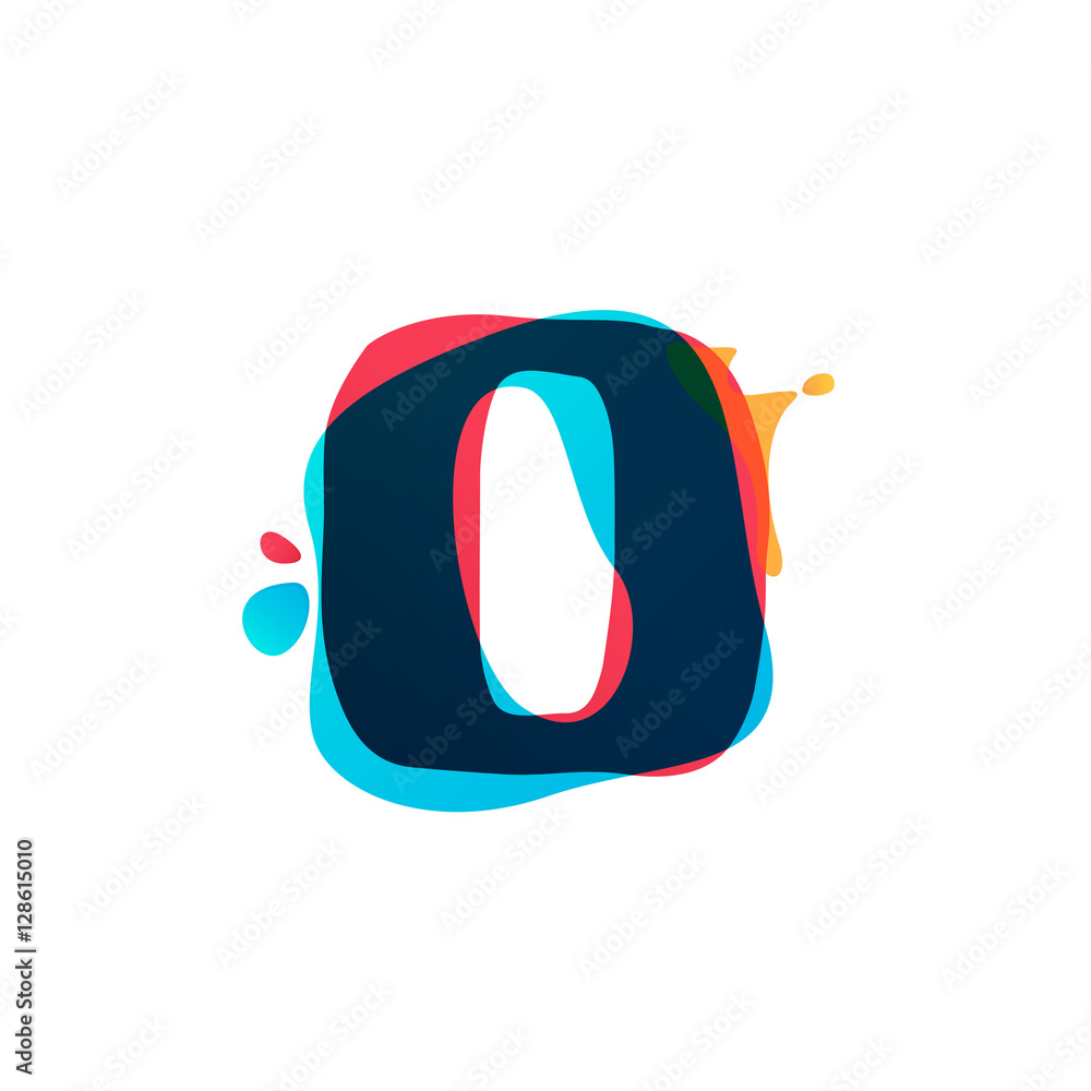 Number zero logo with watercolor splashes. Stock Vector | Adobe Stock
