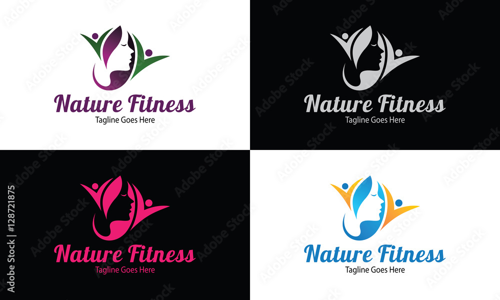 Nature fitness logo design template ,Beauty logo design concept ,Vector ...