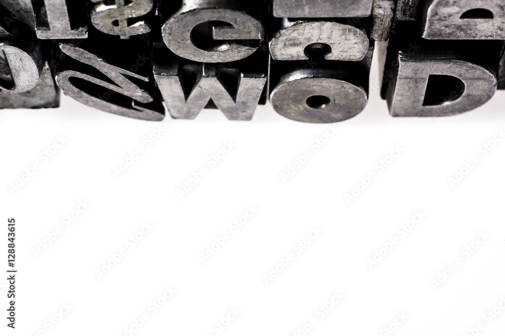 Historical letterpress types, also called as lead letters. These kind ...