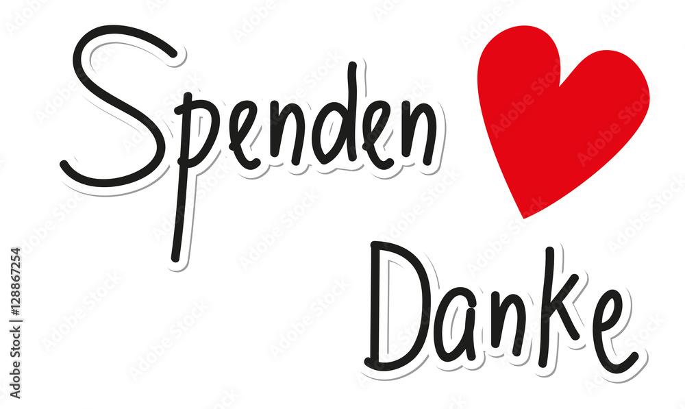 Spendenaufruf, Aufruf zur Spende, Spenden - Schriftzug mit Herz, helfen ...