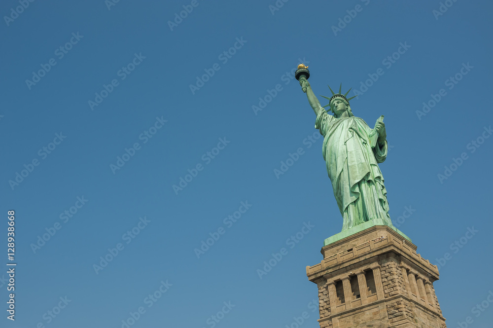 Majestic iconic lady liberty statue of liberty in New York harbor ...
