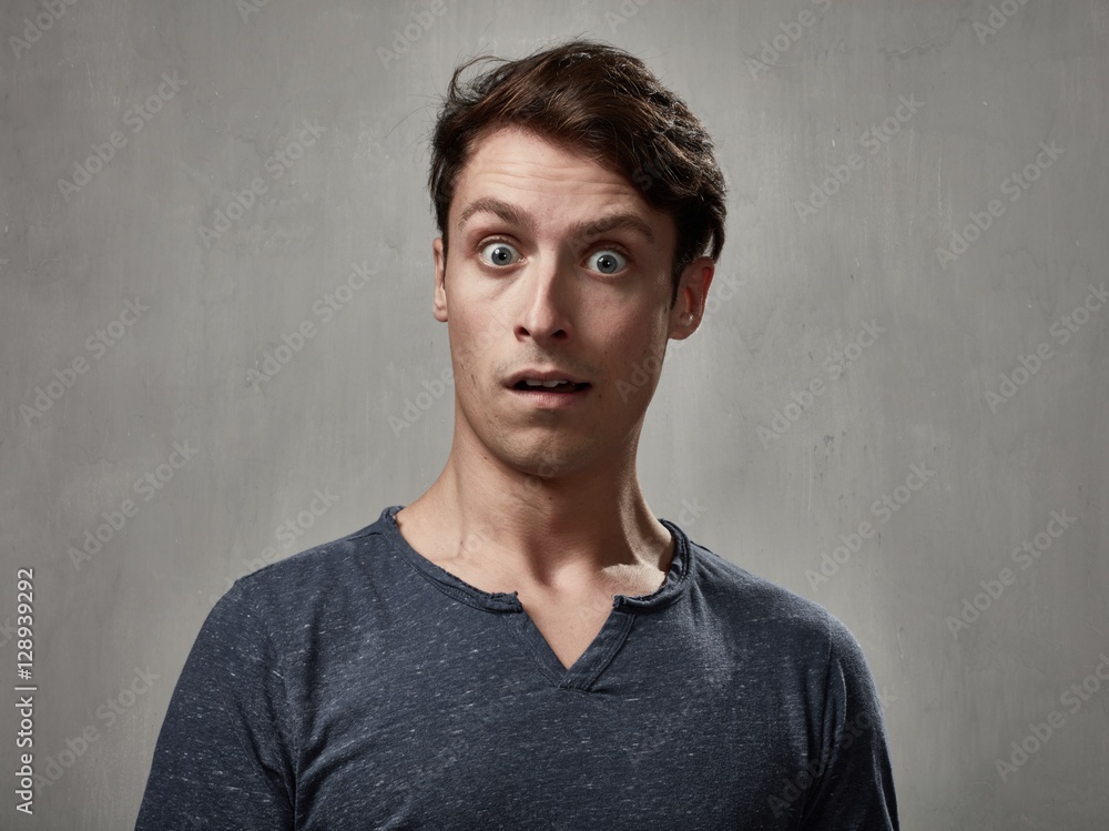 Shocked man face. Stock Photo | Adobe Stock