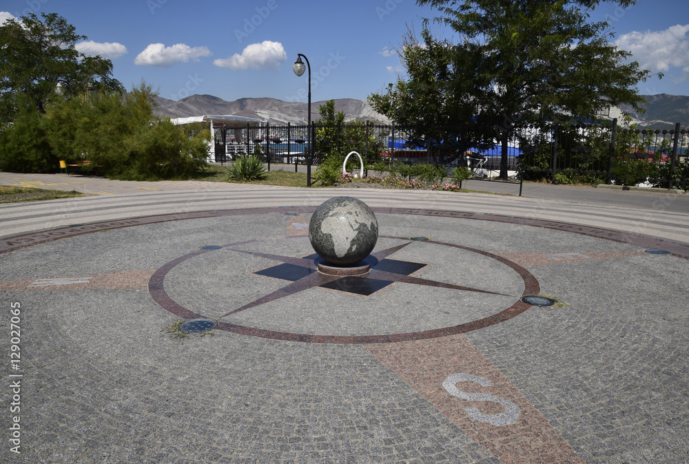 Granite bowl engraved maps of the world. The symbol of peace and unity ...