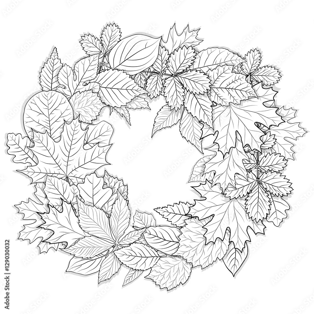 Leaves set for coloring page vector Stock Vector | Adobe Stock