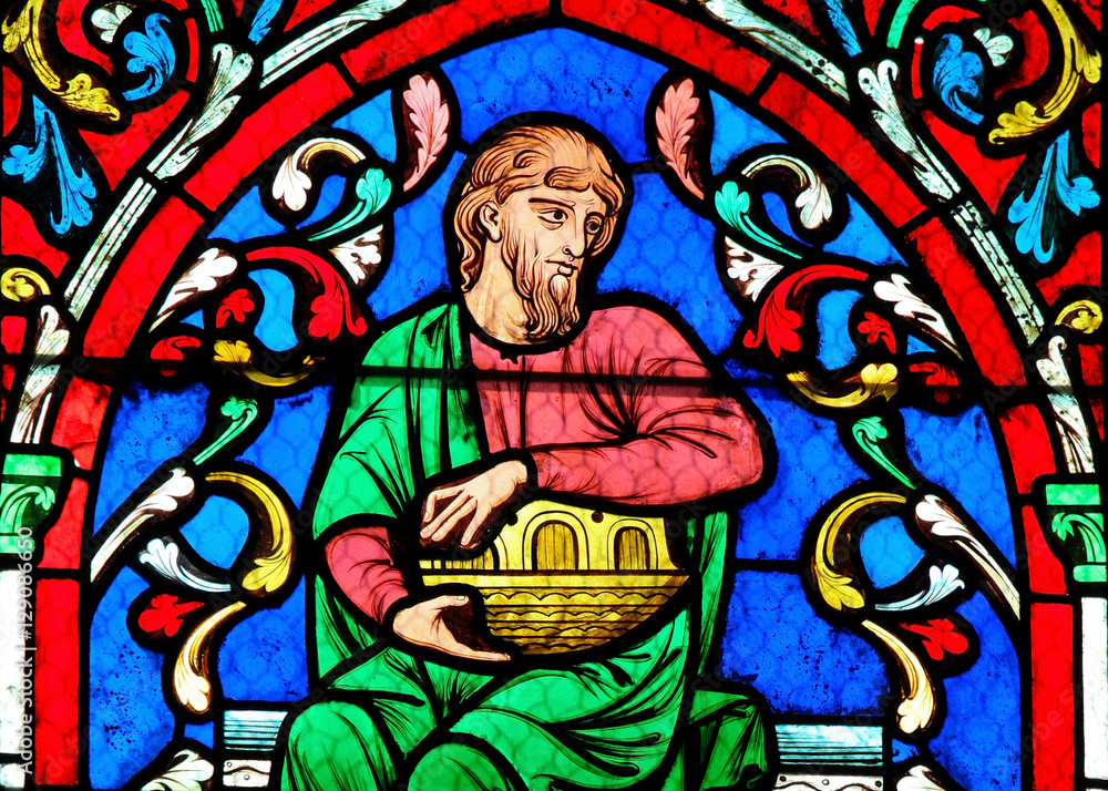 Stained glass window - Noah and his Ark Stock Photo | Adobe Stock