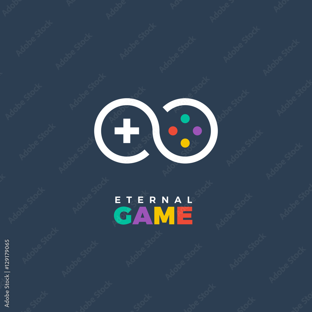 Vector stylized line art logo of gamepad. Gaming concept. Game company ...