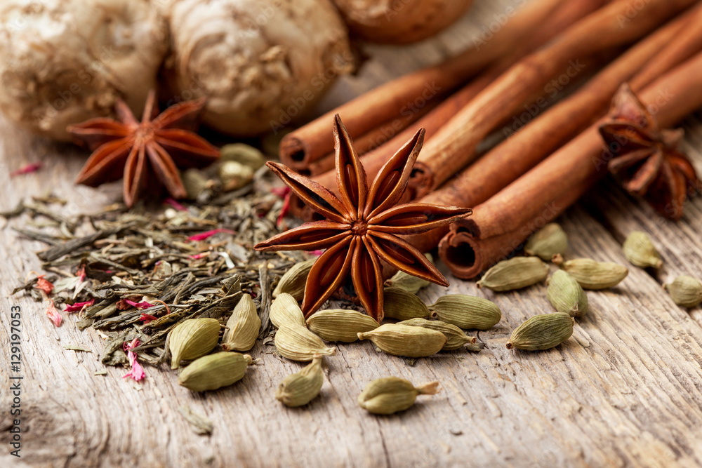 ingredients for tea with spices Stock Photo | Adobe Stock