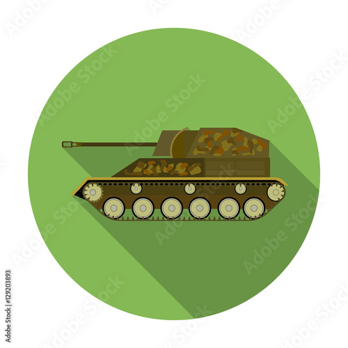 Military tank icon in flat style isolated on white background. Military ...