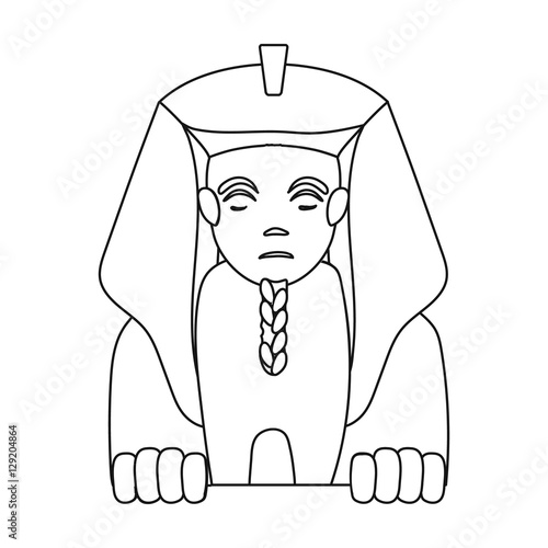 Sphinx icon in outline style isolated on white background. Ancient ...