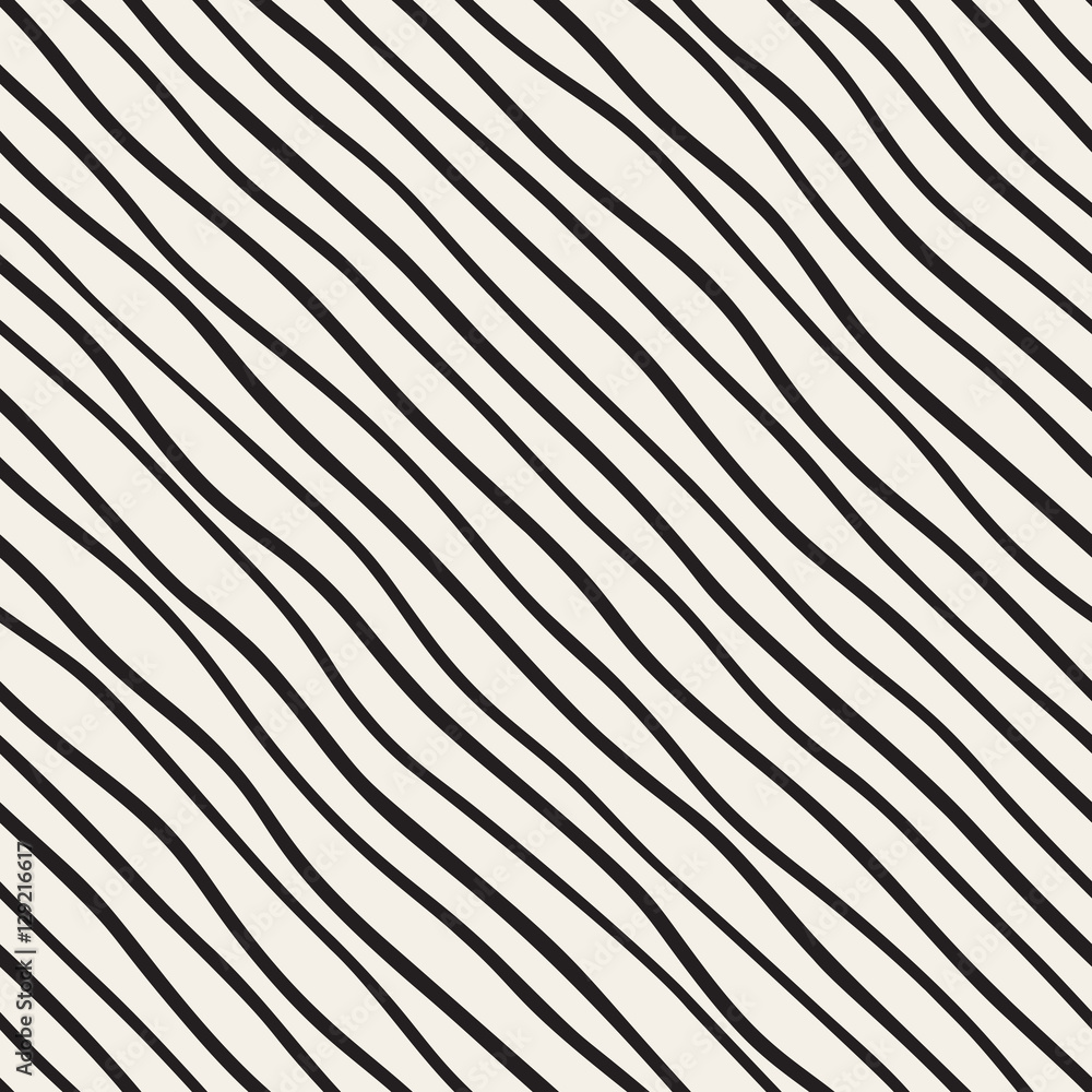 Vector Seamless Black and White Hand Drawn Diagonal Lines Pattern Stock ...