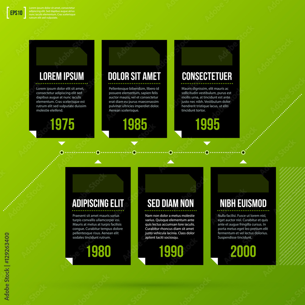 Timeline template on fresh green background. Useful for presentations ...