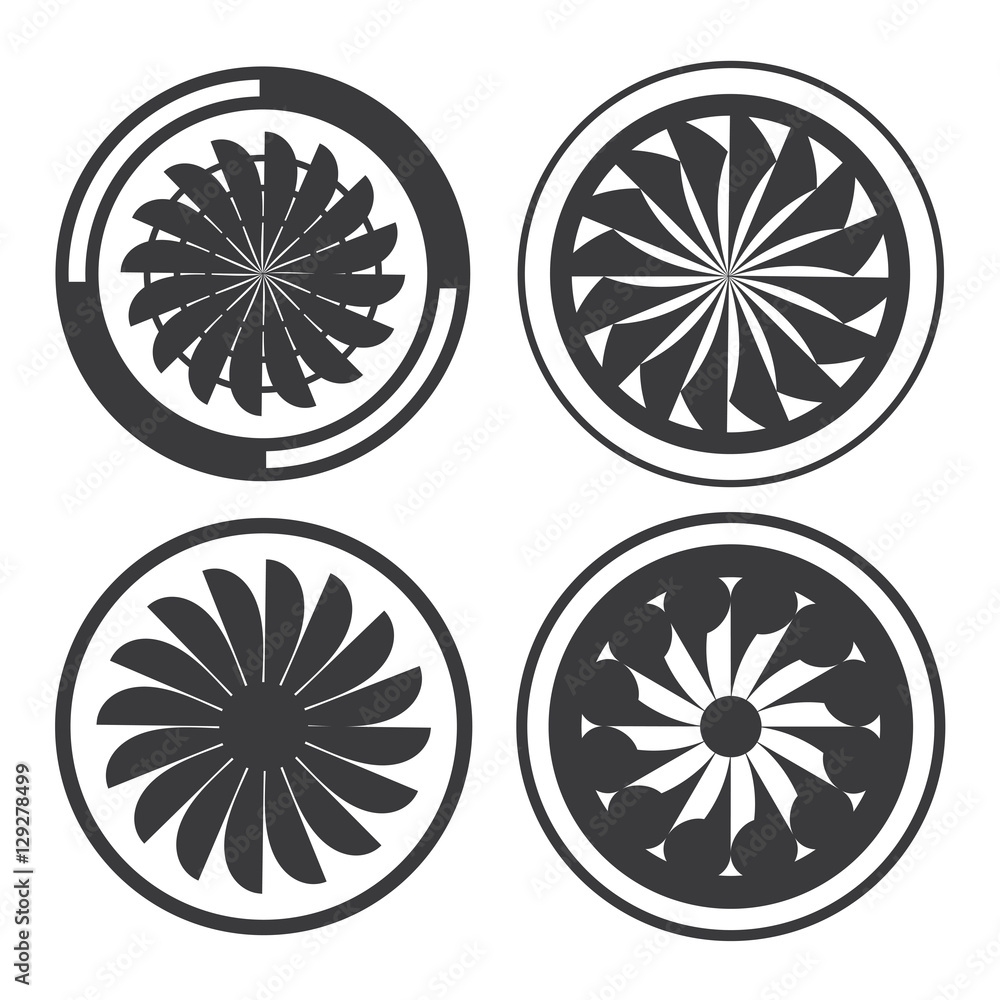 wind turbine icons, jet engine Stock Vector | Adobe Stock