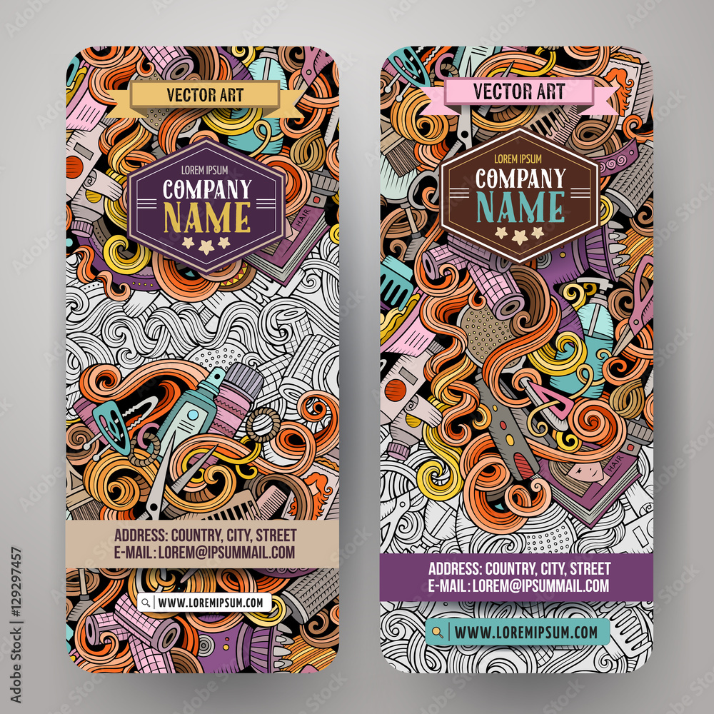 Cartoon vector doodles Hair salon banners Stock Vector | Adobe Stock