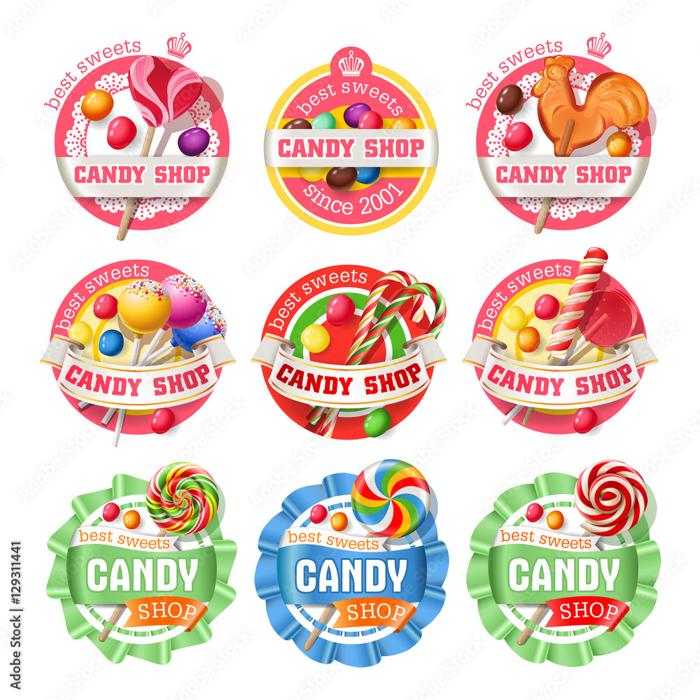 Vector set of lollipop logos, stickers Stock Vector | Adobe Stock