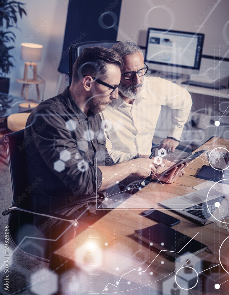 Concept of digital screen,virtual connection icon,diagram, graph ...