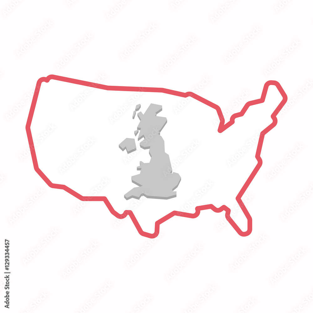Isolated map of USA with a map of the UK Stock Vector | Adobe Stock