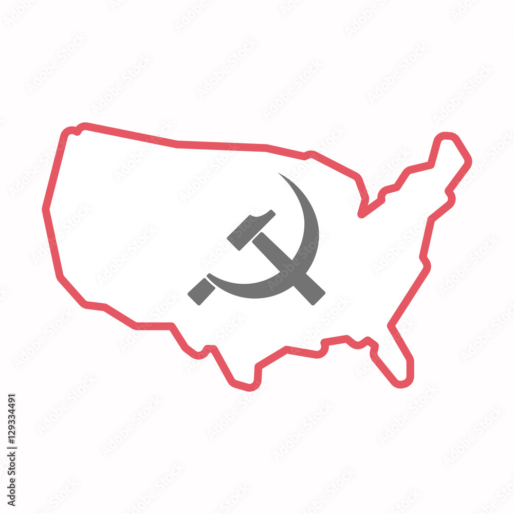 Isolated map of USA with the communist symbol Stock Vector | Adobe Stock