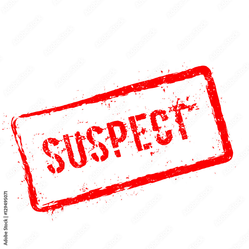 Suspect red rubber stamp isolated on white background. Grunge ...