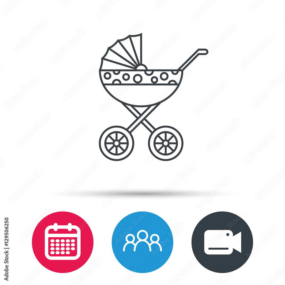 Pram icon. Newborn stroller sign. Child buggy transportation symbol ...
