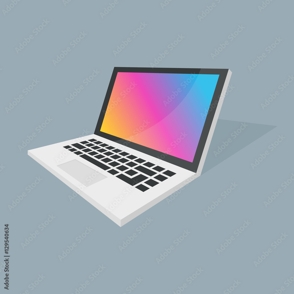 Isometric vector notebook laptop illustration Stock Vector | Adobe Stock