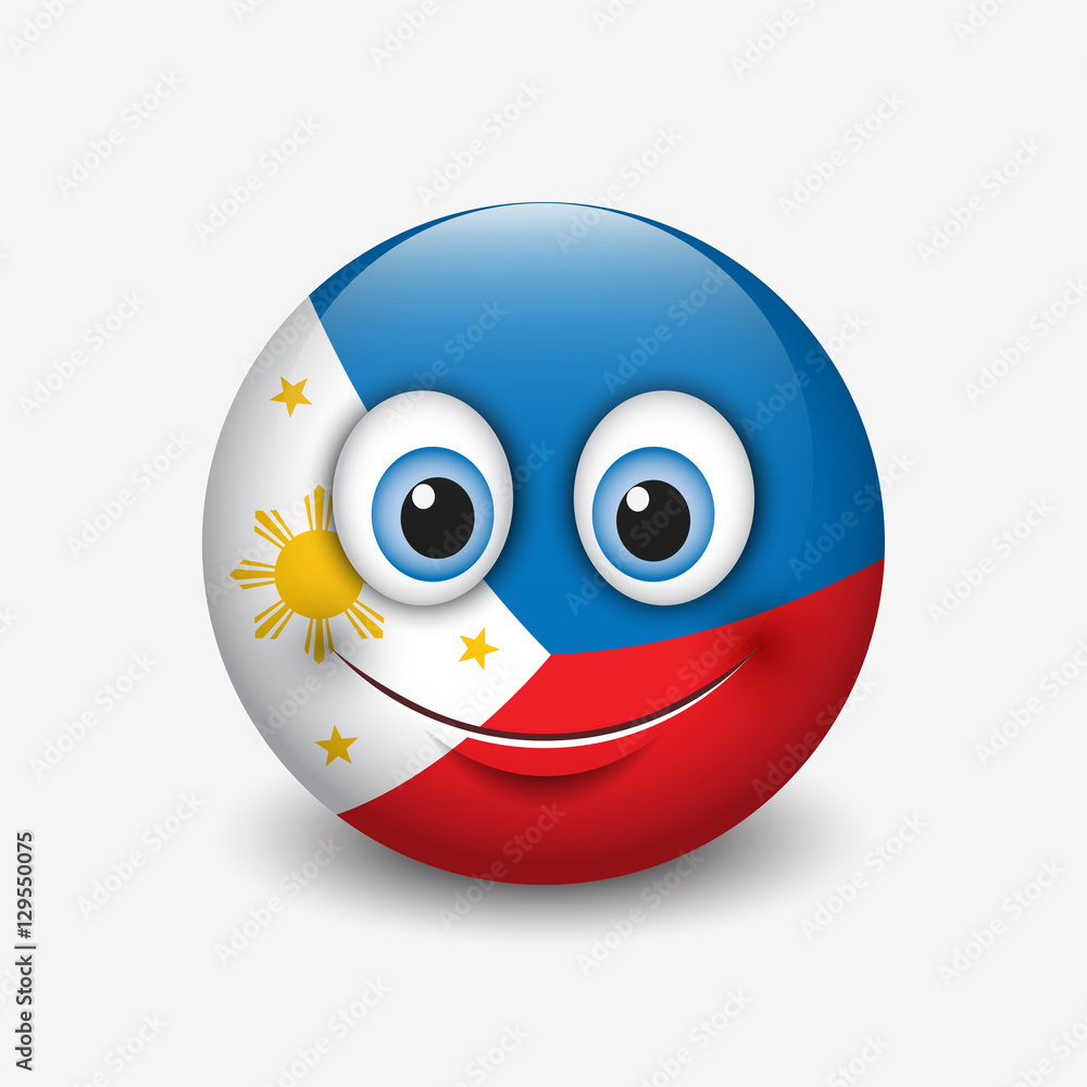 Cute emoticon isolated on white background with Philippines flag motive ...