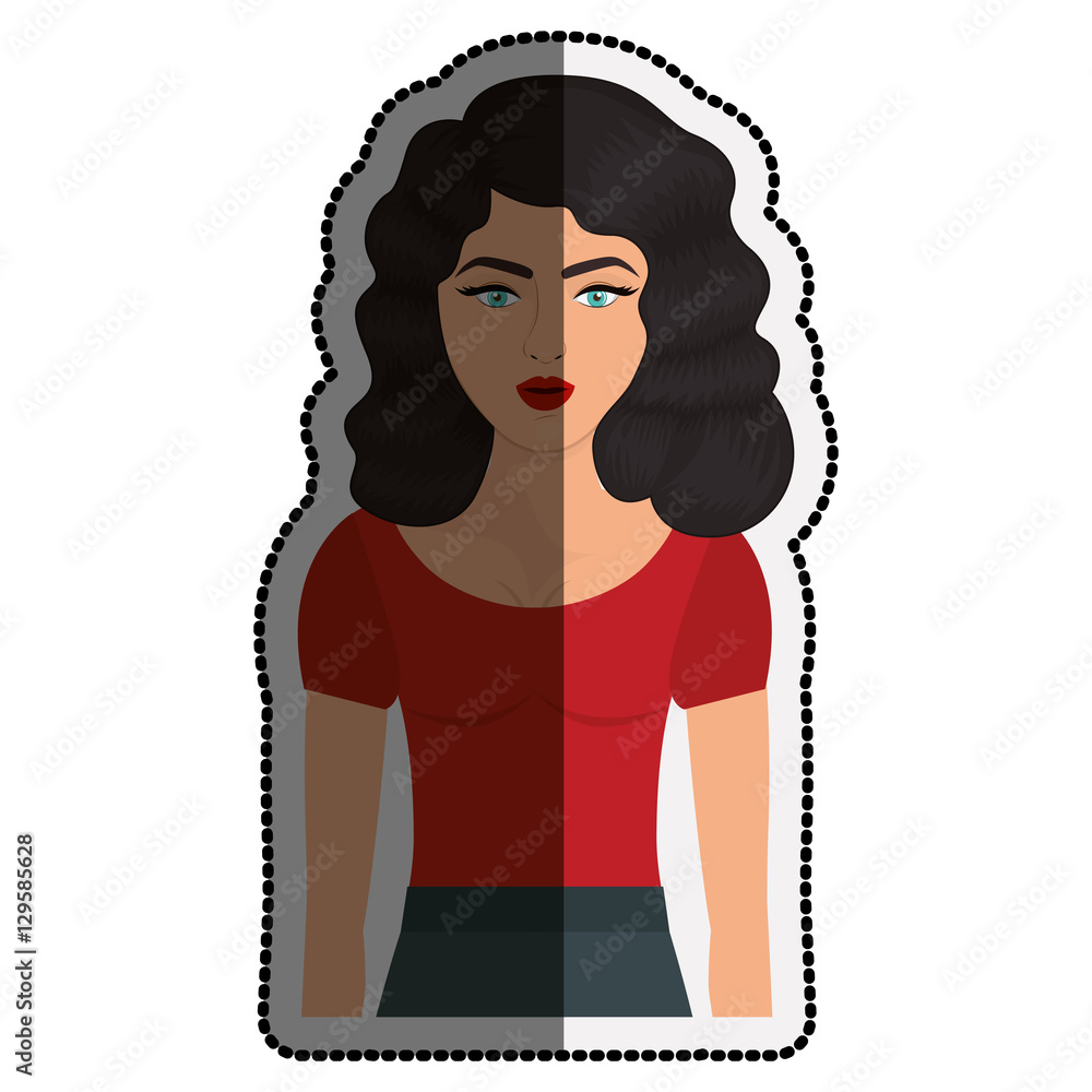 Retro woman cartoon icon. Girl vintage beautiful classic and fashion ...