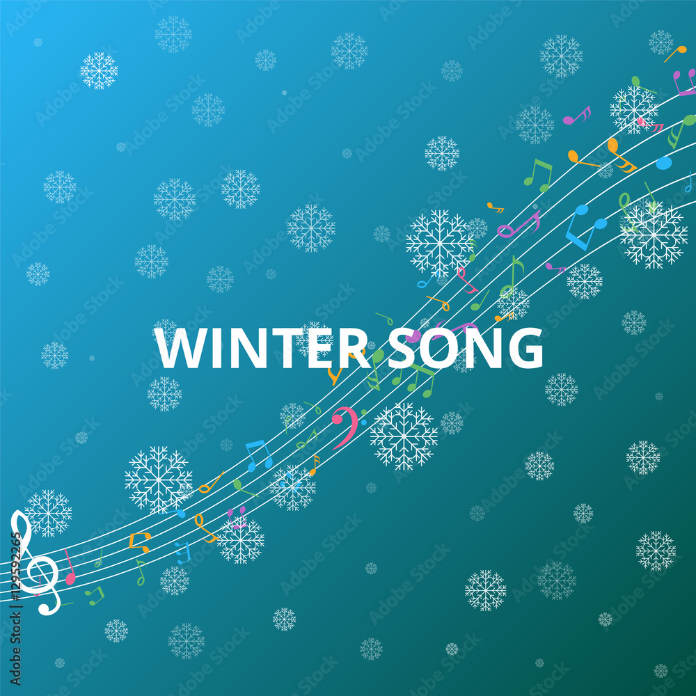 Vector de Stock Abstract Background with Colorful Music notes on stave ...