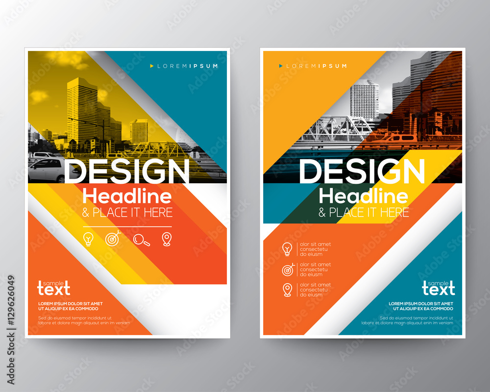 Red and Orange diagonal line Brochure annual report cover Flyer ...