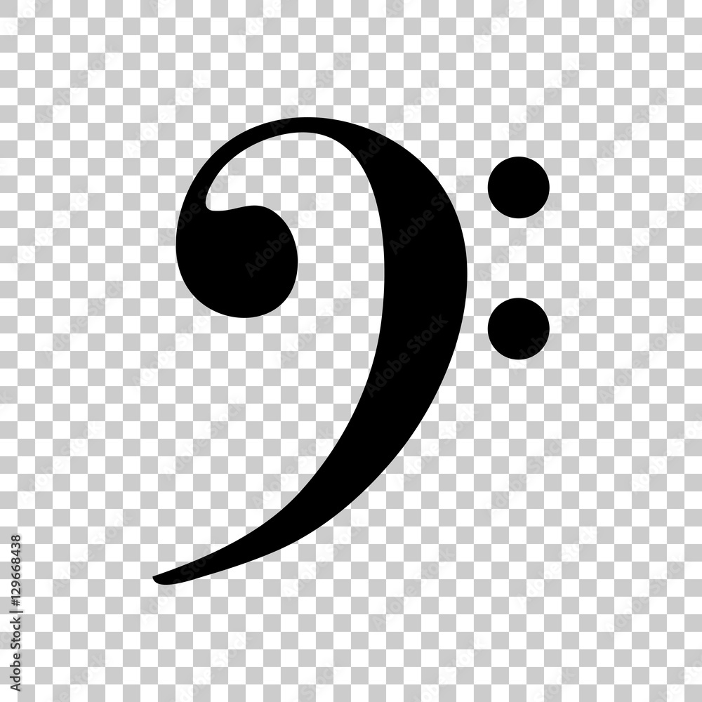 Bass Clef icon. Black icon on transparent background. Stock Vector ...