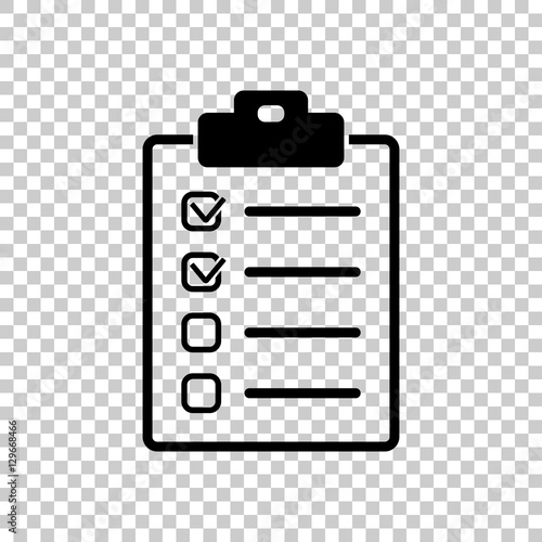 Checklist icon. Black icon on transparent background. Stock Vector ...