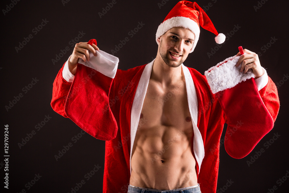 Handsome sexy santa claus Stock Photo | Adobe Stock