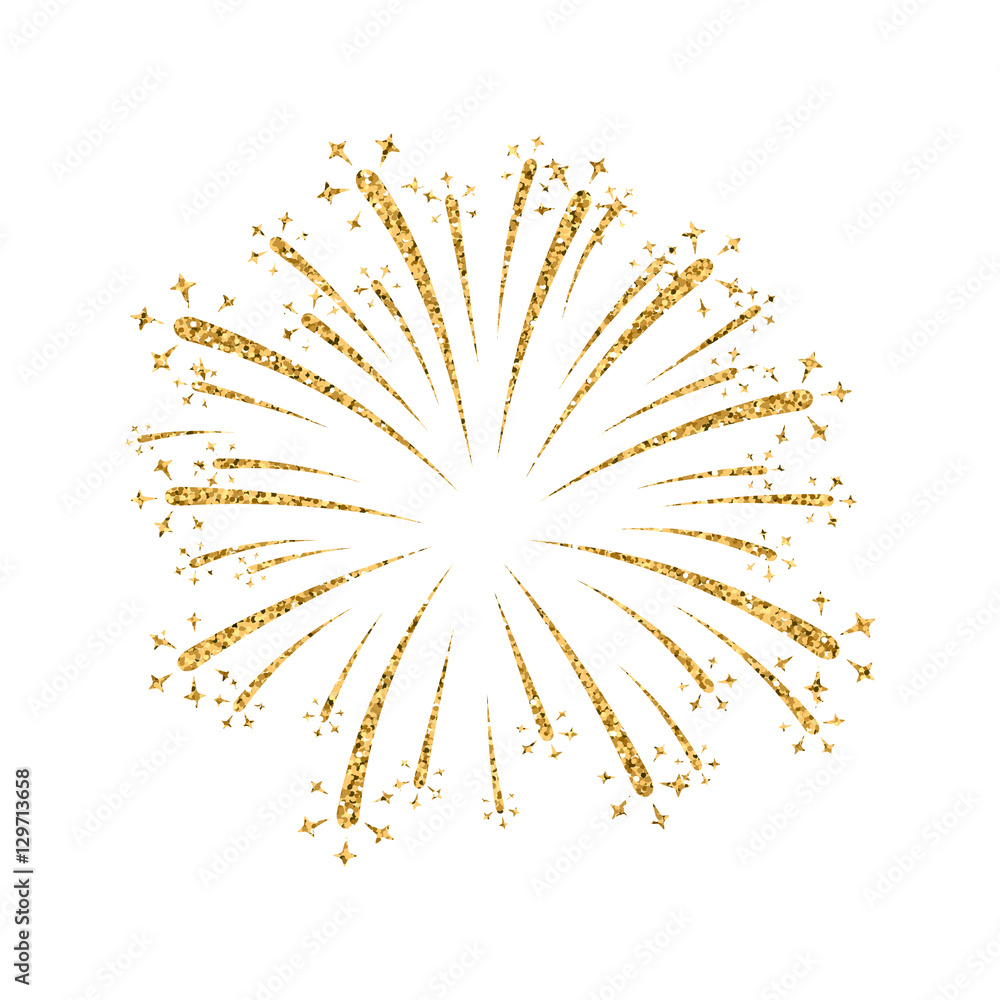 Firework gold isolated. Beautiful golden firework on white background ...