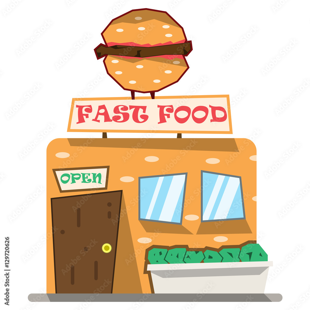 Cartoon fast food restaurant Stock Vector | Adobe Stock