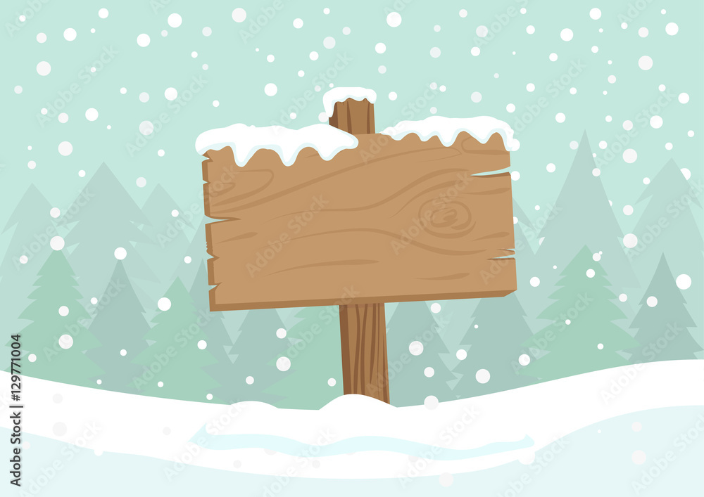Cute Cartoon Clip Art - Blank wooden direction sign with white snow on ...