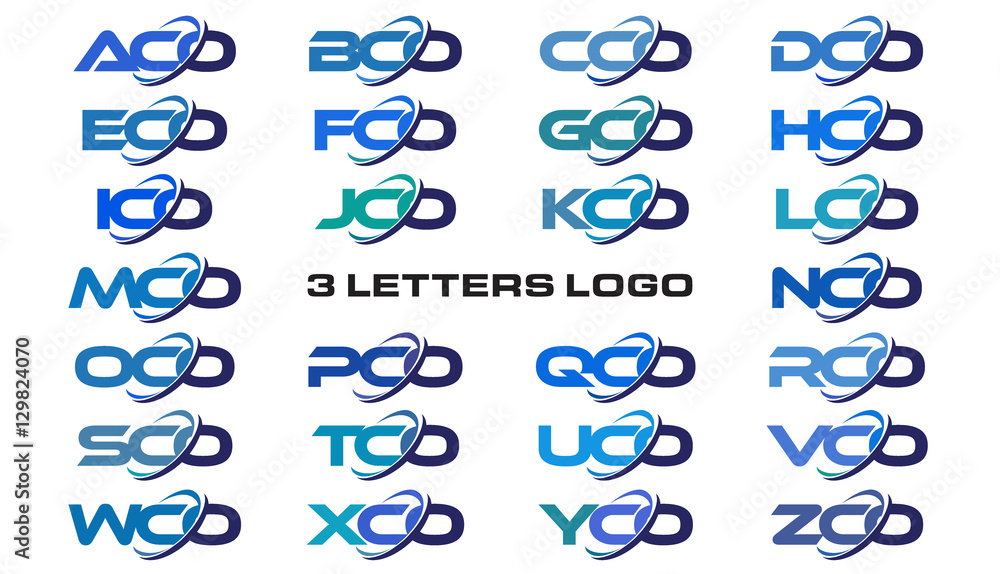 3 letters modern generic swoosh logo ACO, BCO, CCO, DCO, ECO, FCO, GCO ...